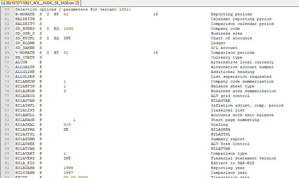 Determining The Selection Fields Parameters For An Existing Variant