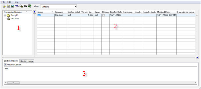 Knowledge Library Index dialog