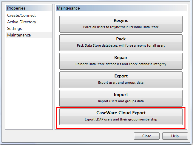 Anwender aus dem Datenspeicher in die CaseWare Cloud exportieren