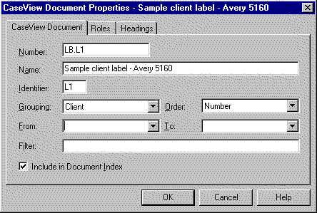 Example CaseView document properties