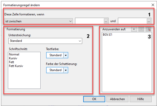 Bedingte Formatierung